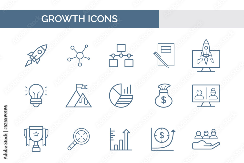 Growth Icons. Success and startup icons. Startup sign and symbols ...