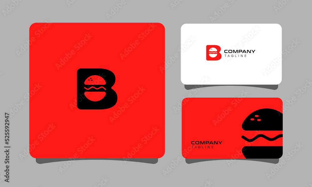 B burger Food Logo Minimalist Stock Vector | Adobe Stock