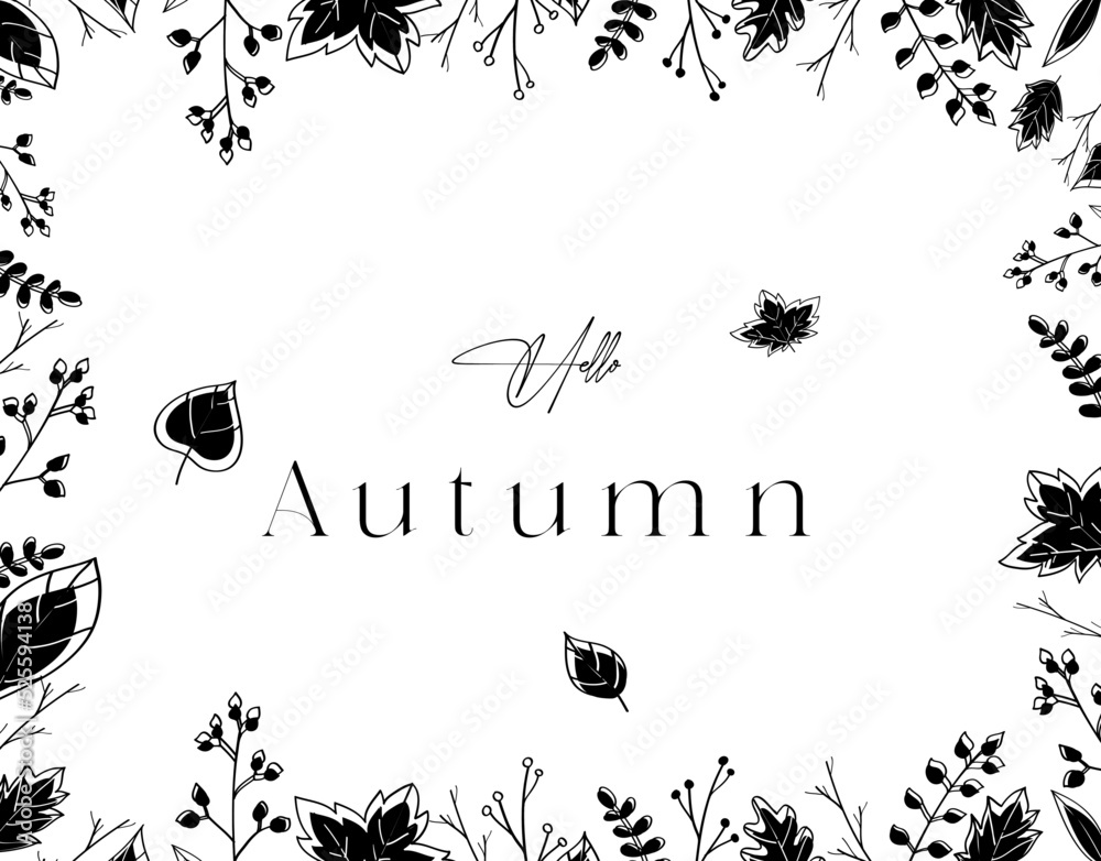 Autumn seasonal background with frame with falling autumn leaves, black ...