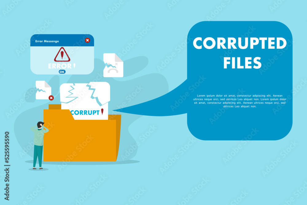 Corrupted File Concept Corrupted File Illustration In Front Of Frustrated People Because The