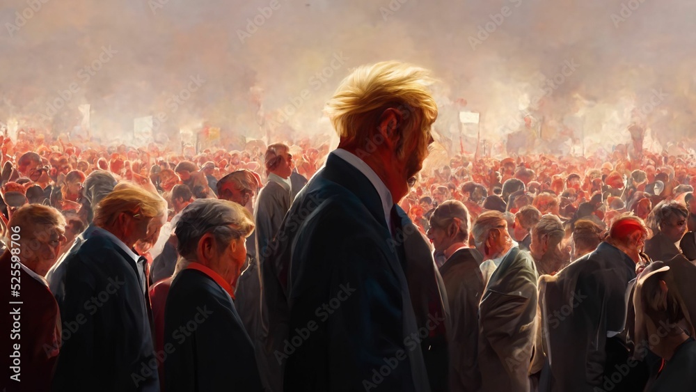 Abstract illustration of a massive crowd of people with the main ...