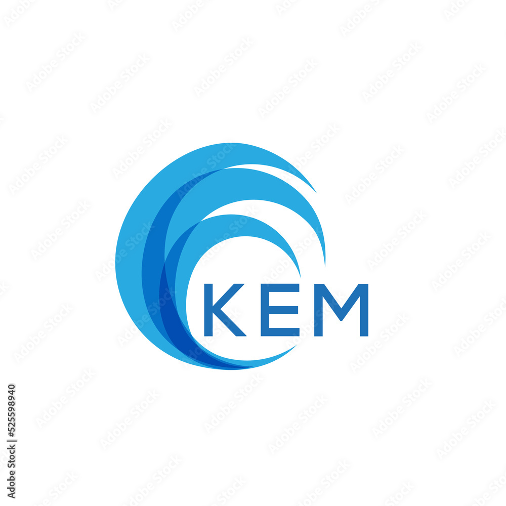 KEM letter logo. KEM blue image on white background. KEM Monogram logo ...
