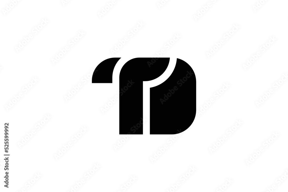 TD logo with a minimal design. An icon of a DT letter on a luxury ...