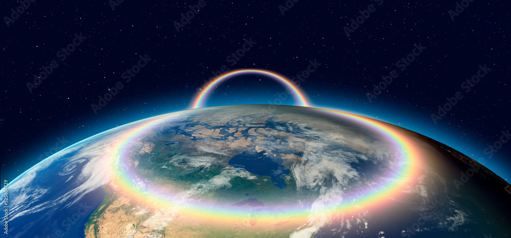 Rainbow surrounds the Planet Earth "Elements of this Image Furnished by ...