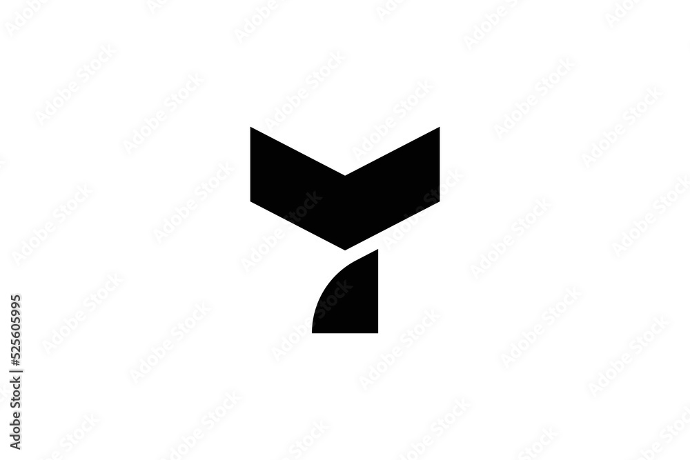Y logo with a minimal design. An icon of a Y letter on a luxury ...