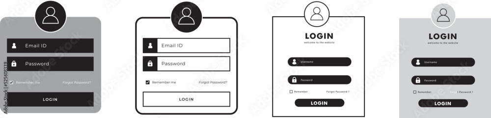 Dark grey Login form web page design template or mock up. Mobile ... Dark grey Login form web page design template or mock up. Mobile ...