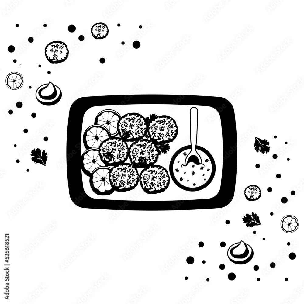 Deepfried ball Vector Icon, National Dish of Egypt Sign, Middle Eastern ...