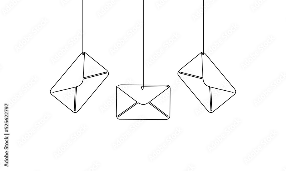 Continuous line drawing of envelope, email message, business growth ...