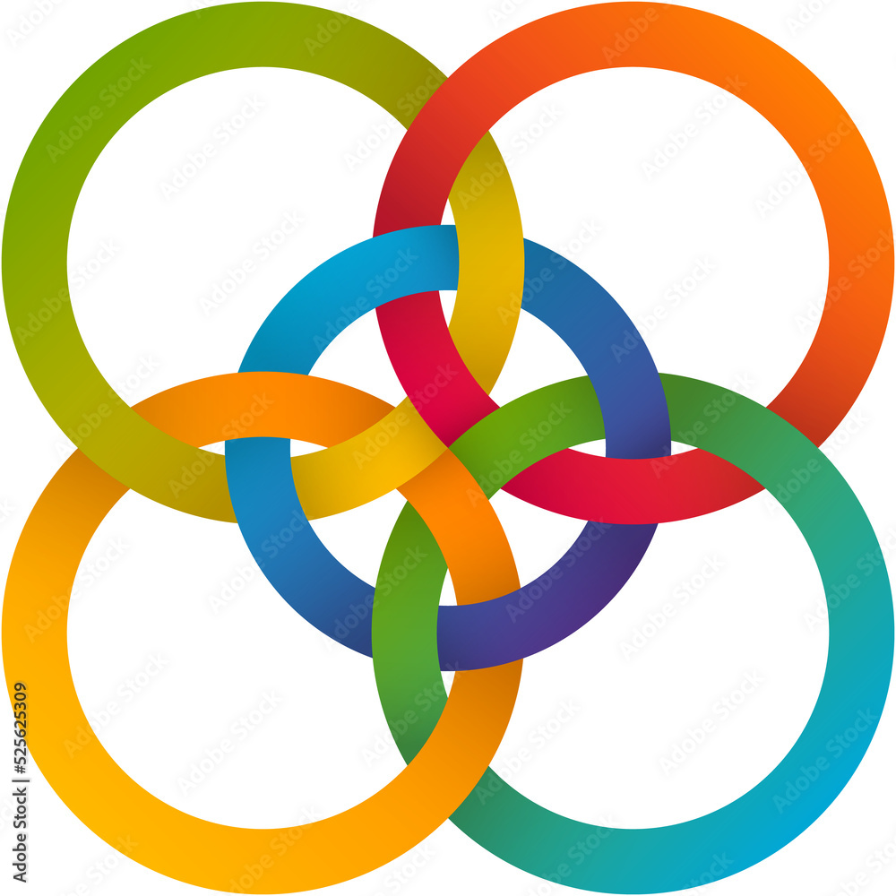Five Interlocked Circles In Gradient Rainbow Colors Stock Illustration ...
