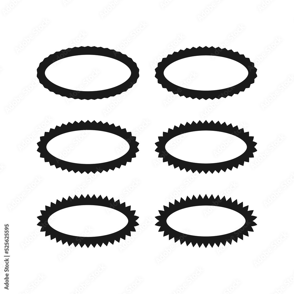 Zigzag Edge Hollow Oval Stroke Shapes Stock Vector | Adobe Stock