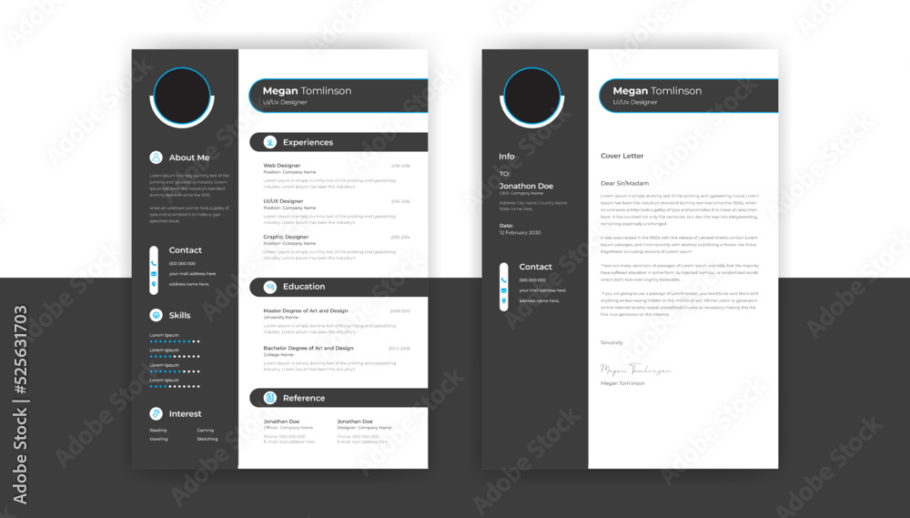 Fototapeta Professional and Clean CV Resume Template Design and ...
