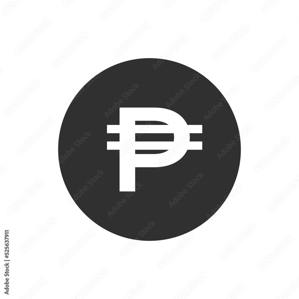Vector philippine peso icon symbol currency black isolated on white ...