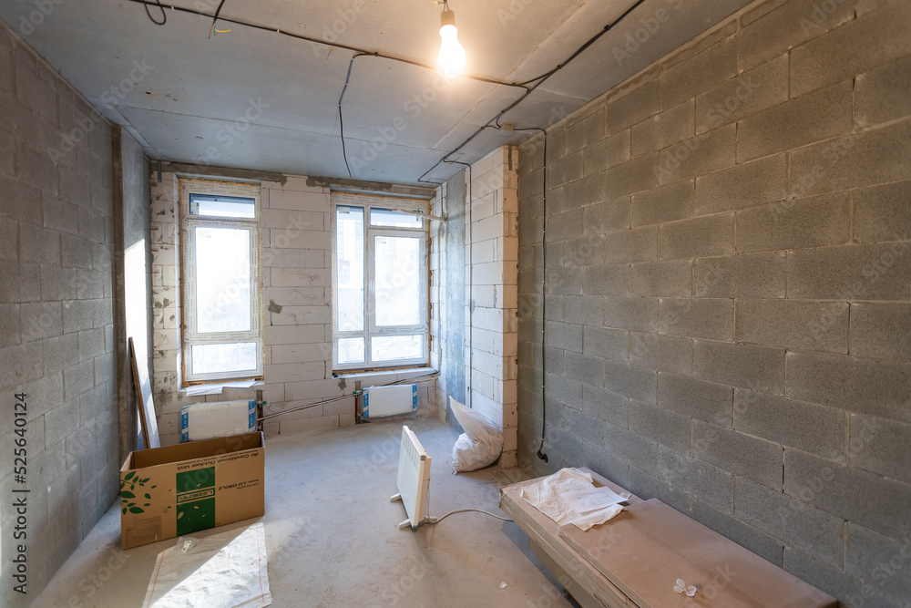 Working process of installing metal frames for plasterboard -drywall ...