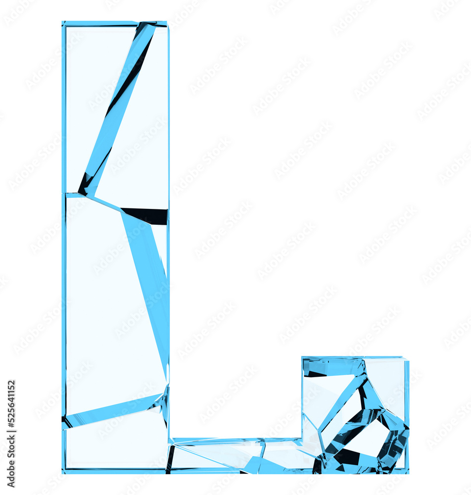 Broken glass letter on transparent background. 3D rendered illustration ...