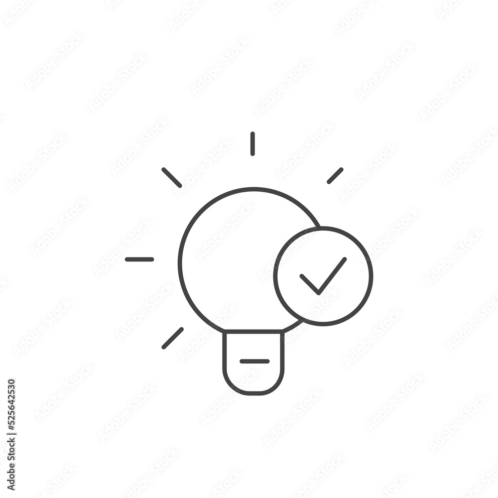 bulb with checkmark icons symbol vector elements for infographic web ...