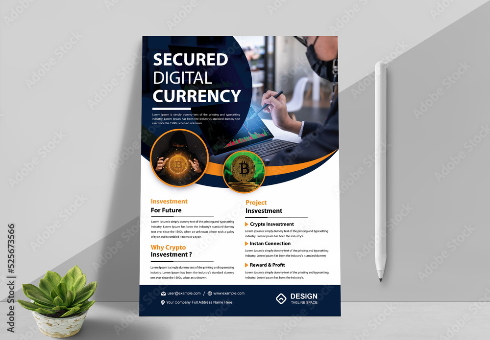 Financial Crypto Flyer Stock Template | Adobe Stock