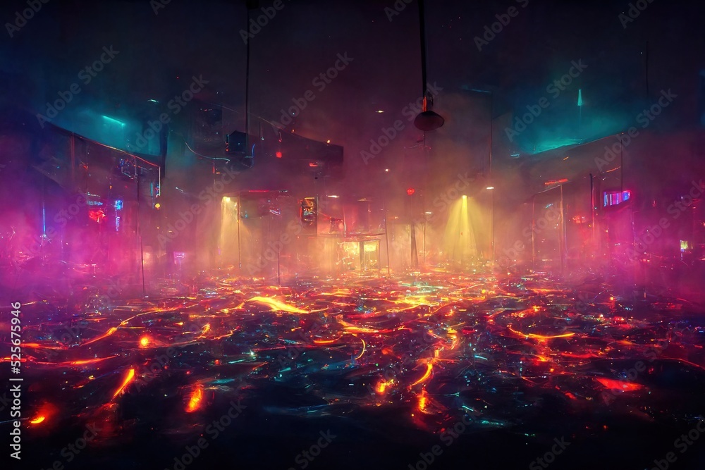 Dark abstract neon background. Empty night neon scene with rays of ...