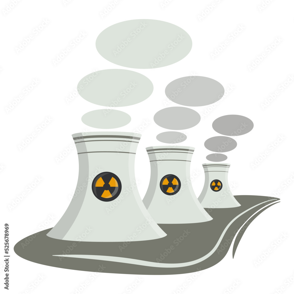 Nuclear reactors cartoon vector illustration. Industrial power plant ...