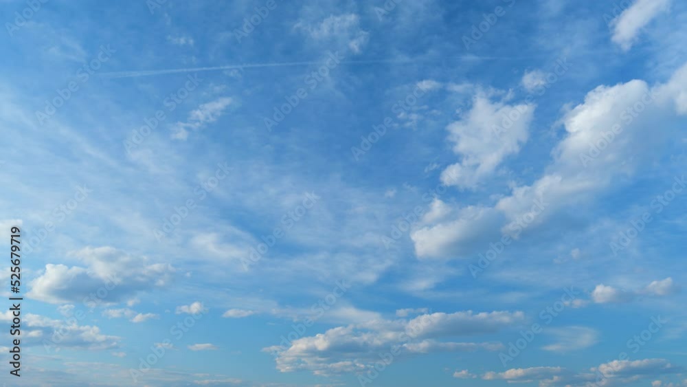 Clouds with blue light blue sky in horizon. No birds and free of ...