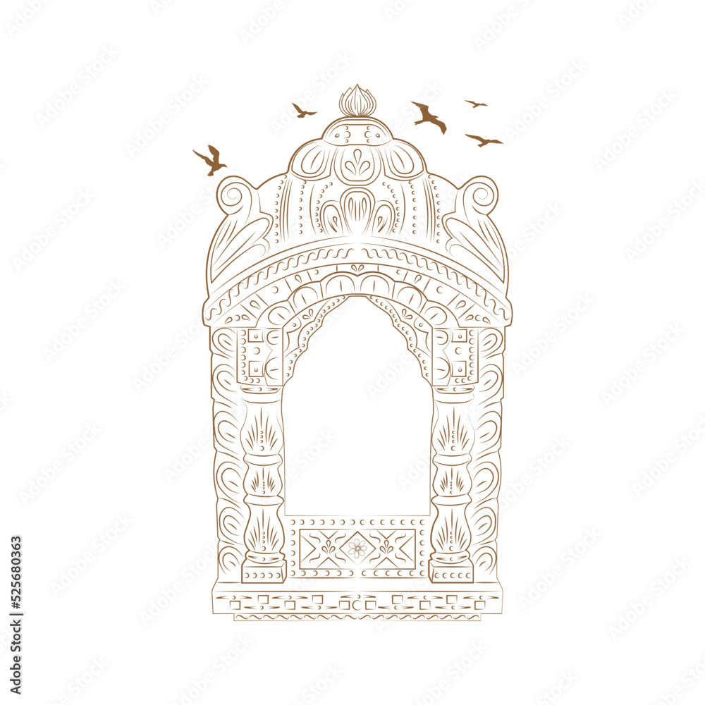 Vecteur Stock Jharokha vector illustration. Window architecture ...