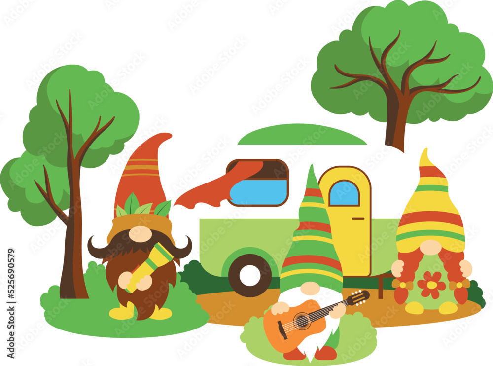 Camping gnomes svg vector illustration isolated on white background ...