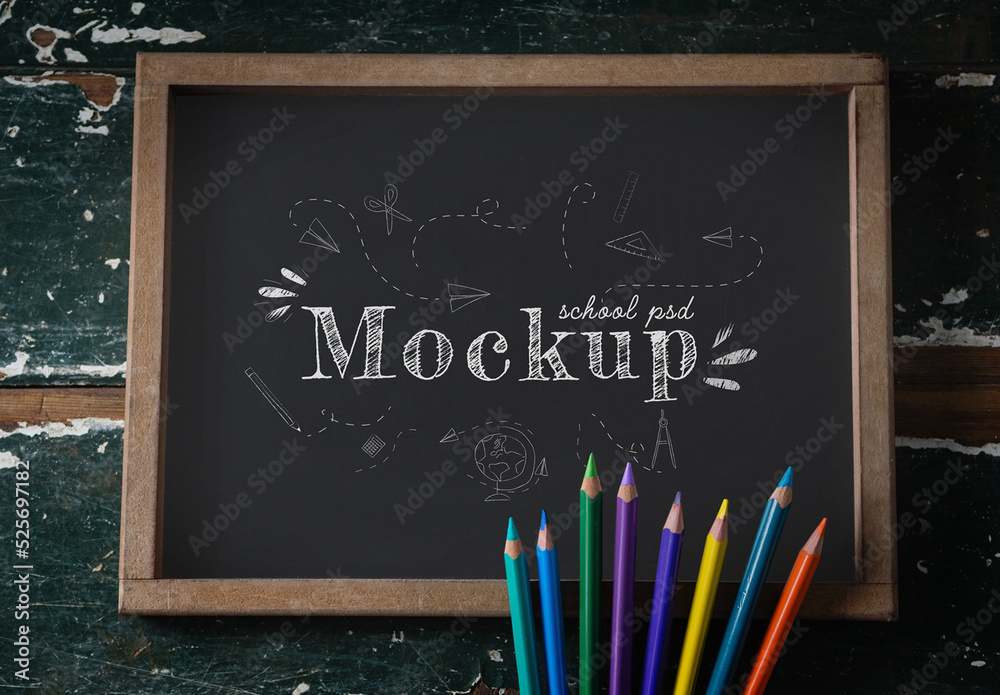 School Chalkboard Mockup Stock Template | Adobe Stock