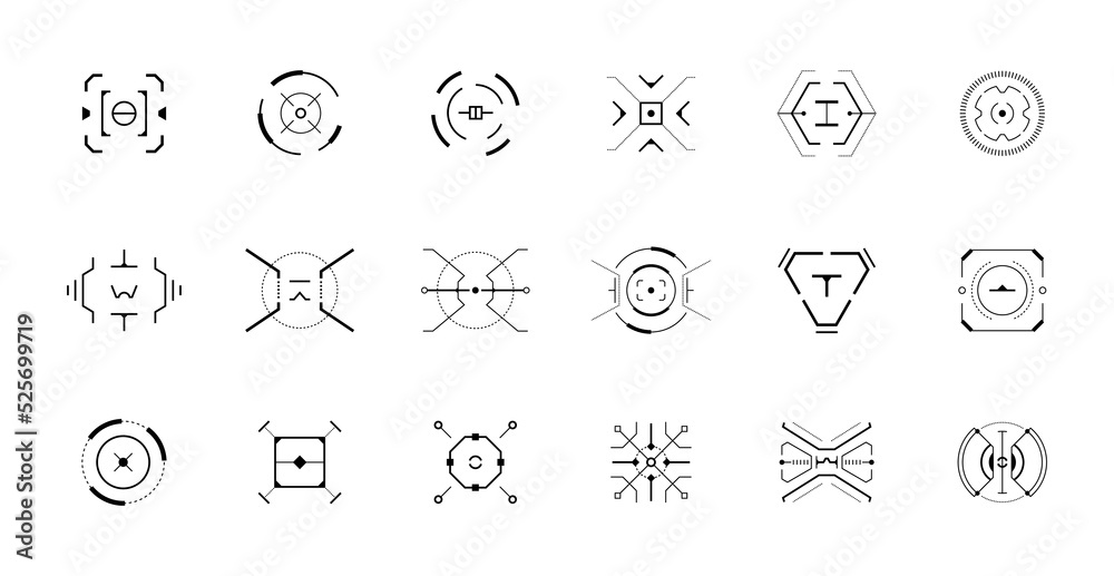 Fototapeta HUD aim control target system set. GUI and FUI interface ... Fototapeta HUD aim control target system set. GUI and FUI interface ...