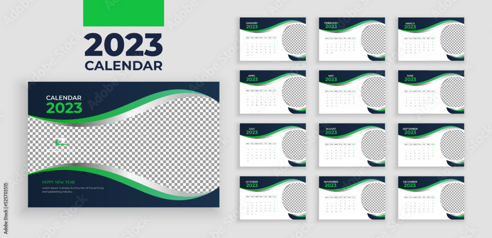 Calendar organizer template for 2023 year. Annual diary planner ...