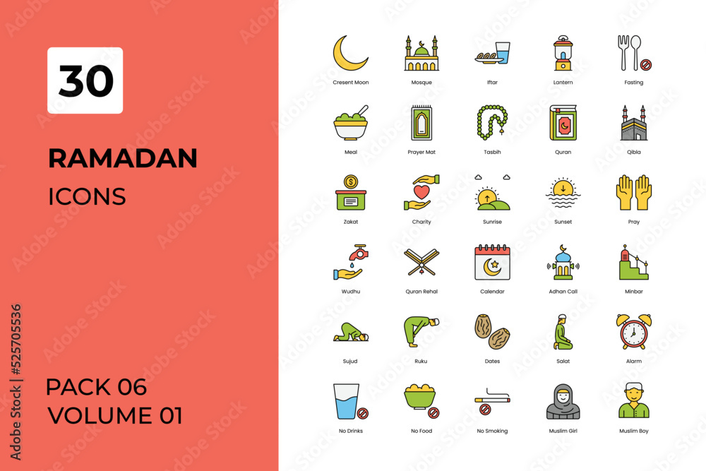 Ramadan icons collection. Set contains such Icons as adha, allah ...