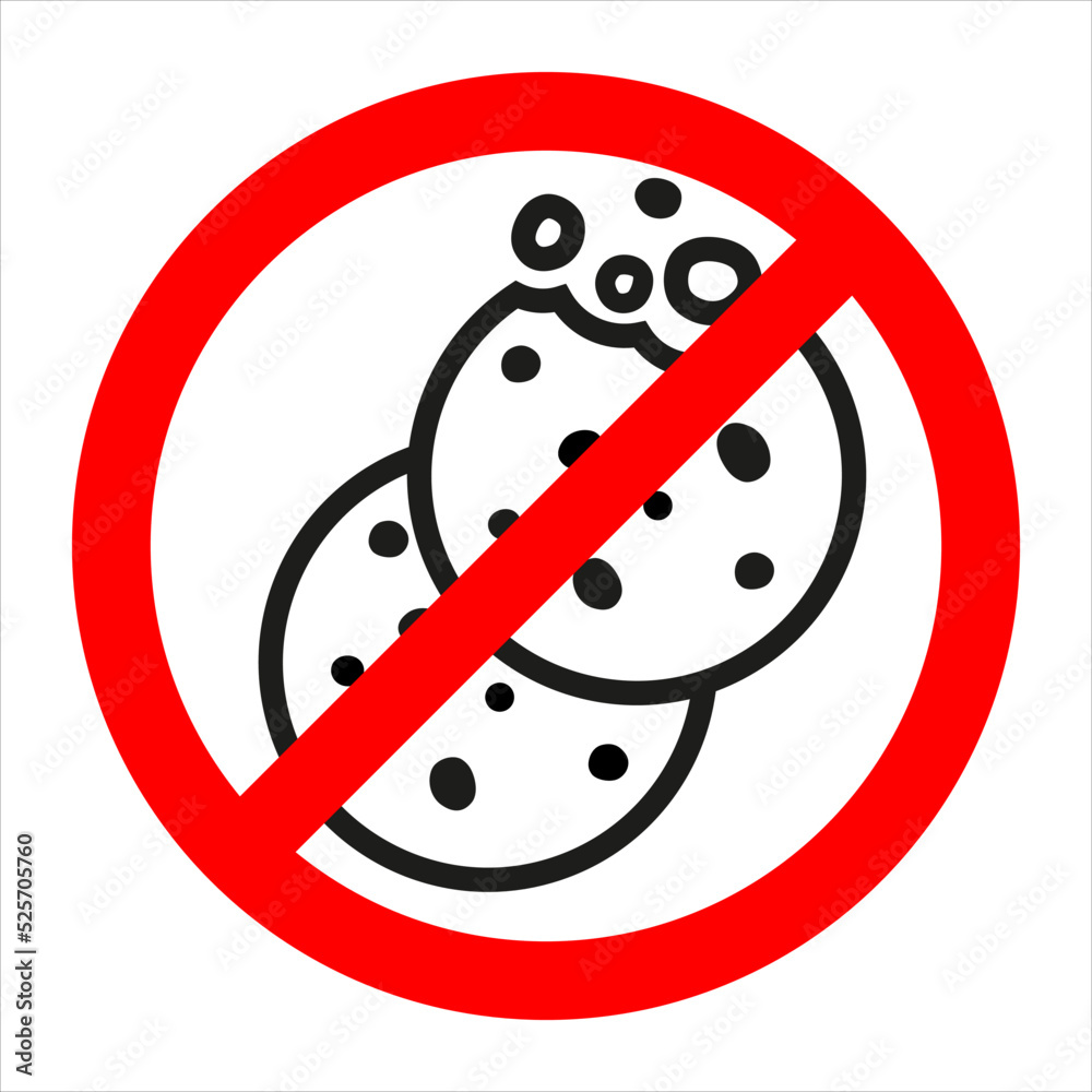 Stop cookies. No cookies symbol. It is forbidden to eat crumbs. Simple ...