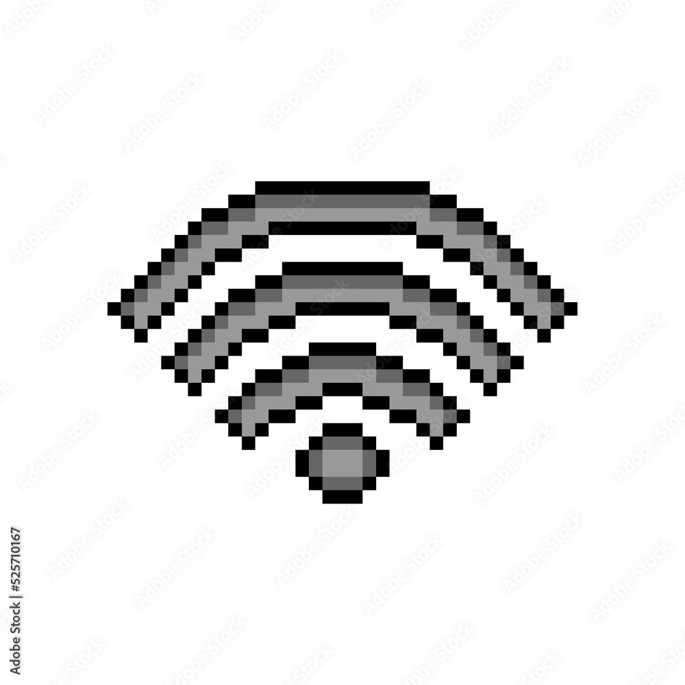 WIFI signal wave with pixel art on white background Stock Vector ...