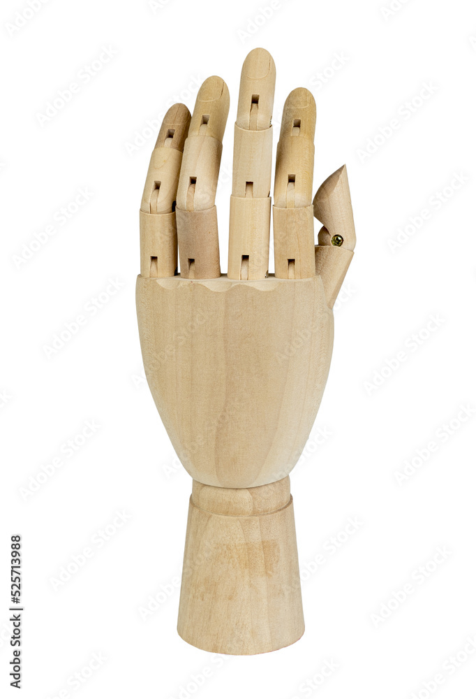 Wooden artist's drawing reference mannequin hand with fingers and thumb ...