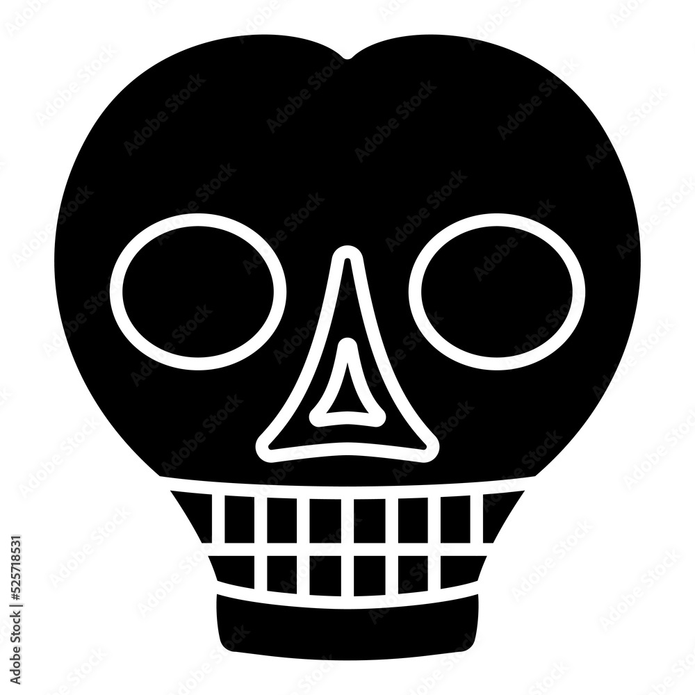 Stylized human skull in heart shape. Funny death symbol. Black and ...