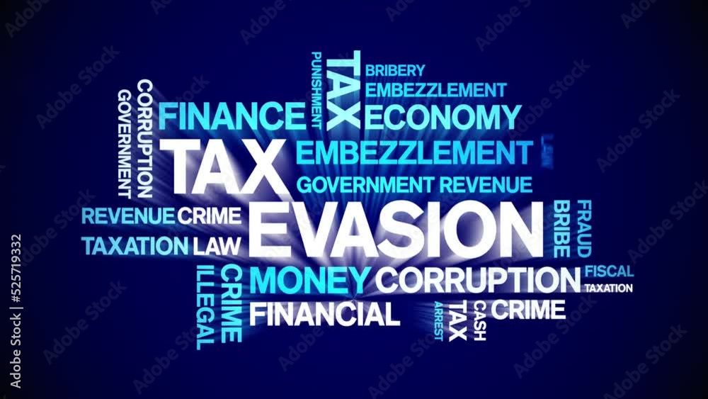 Tax Evasion animated tag word cloud;text design animation kinetic ...