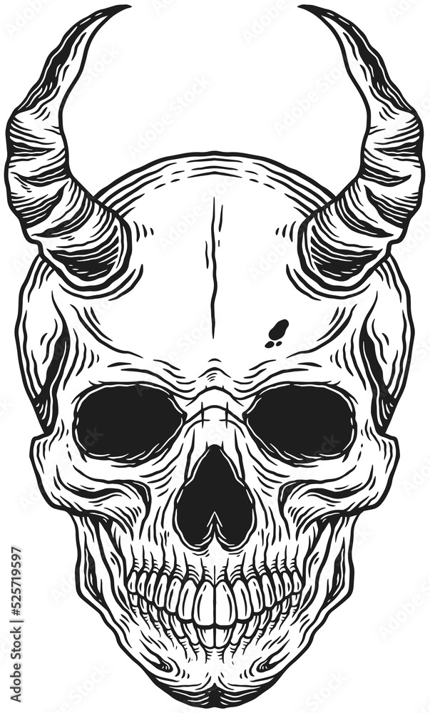 Skull Demon Dark illustration Beast Skull Bones Head Hand drawn ...