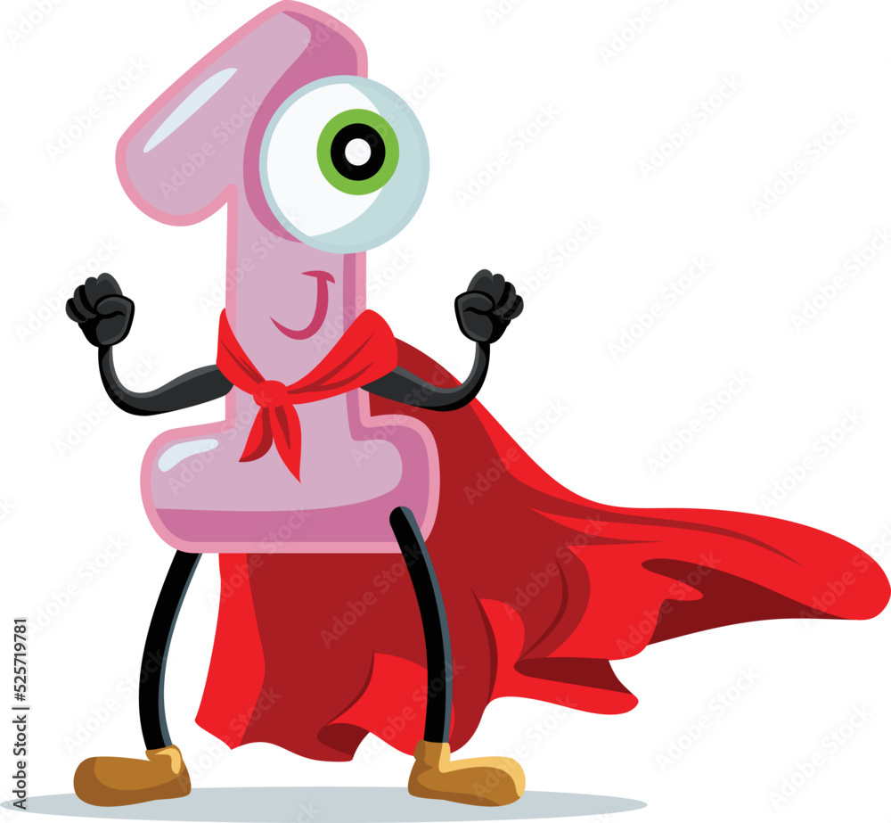 Number One Winner Superhero Mascot Vector Cartoon Illustration. Super ...
