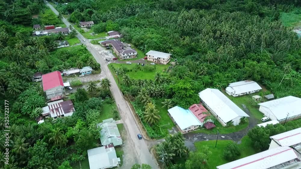 Tofol town drone view at Lelu in Kosrae, Micronesia （Federated States ...