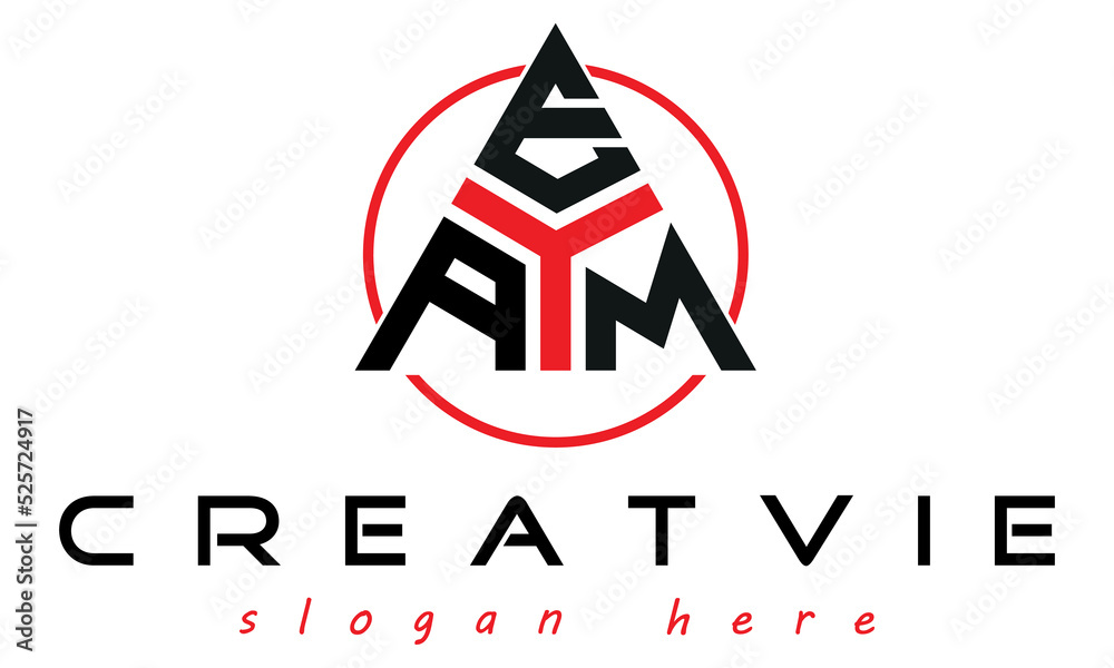 AEM three letter creative triangle shape in circle logo design vector ...