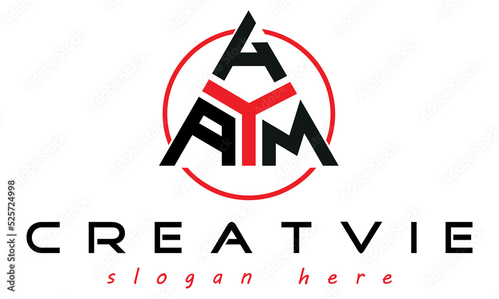 AHM three letter creative triangle shape in circle logo design vector ...