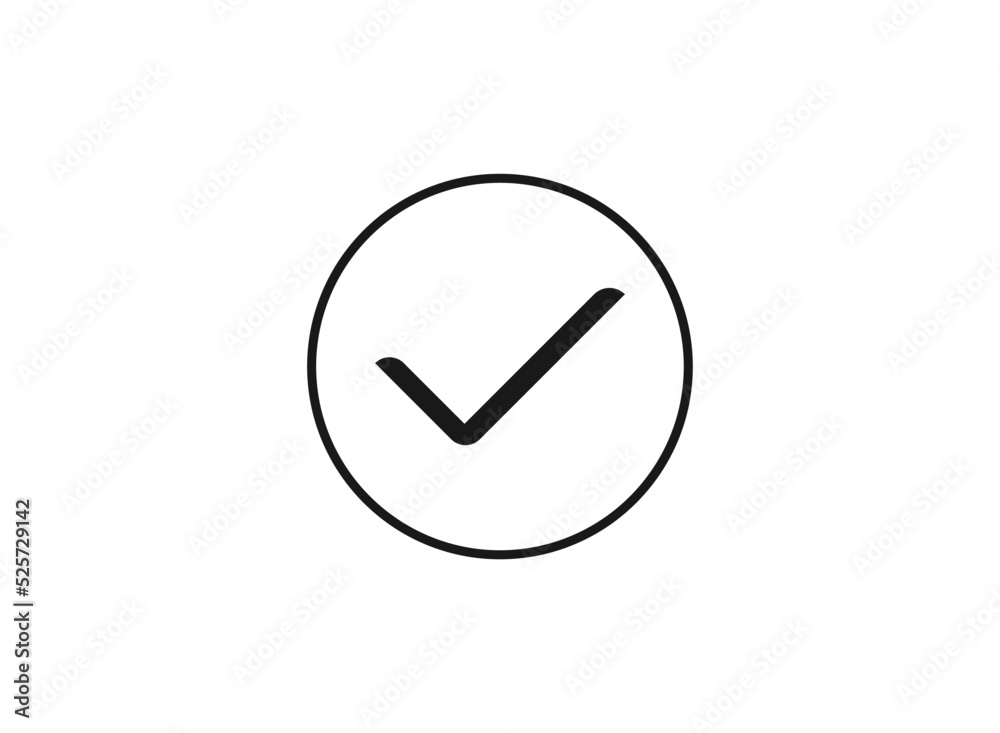Check mark icon in a circle. White background. Vector. Isolated. eps 10 ...