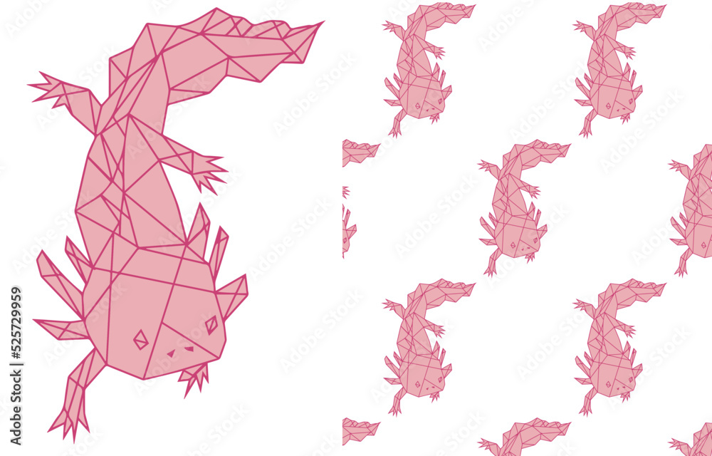 geometric pink axolotl Stock Vector | Adobe Stock