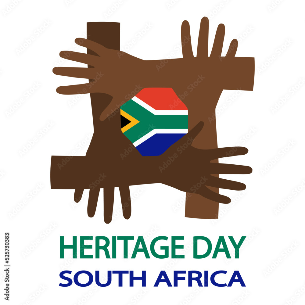 Heritage day south africa hands and flag, vector art illustration ...