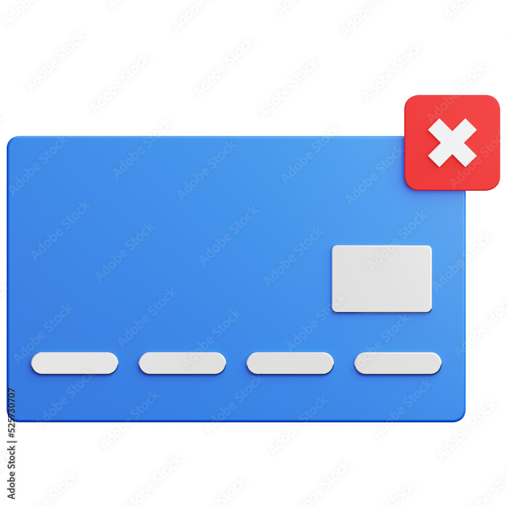 card rejected on transparent background. 3D Illustration ilustración de ...