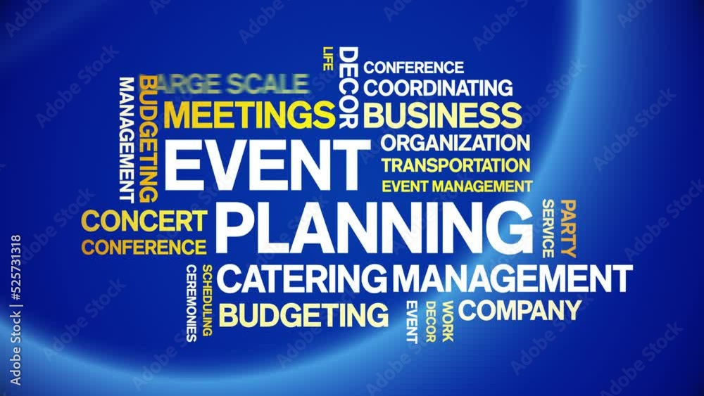 Event Planning animated tag word cloud;text design animation kinetic ...