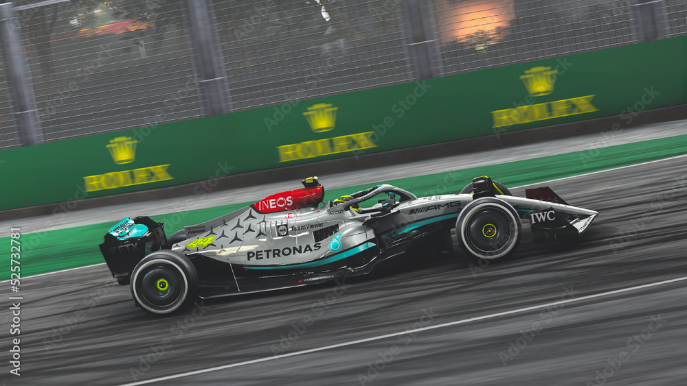 Mercedes F1 car 3D Illustration, 24 Aug, 2022, Singapore Stock Photo ...