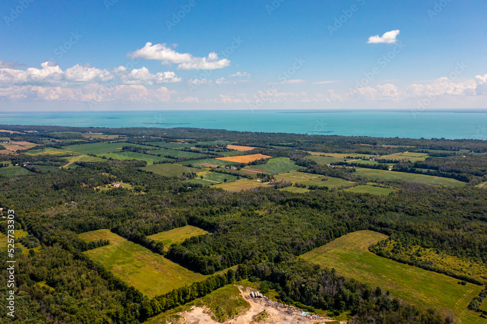 Innisfil water front beach shore line with farm land and lake simco in ...
