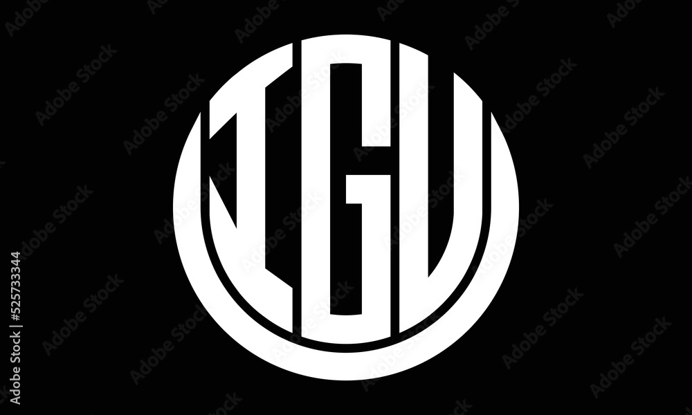 IGU three letter circle logo design vector template. monogram symbol on ...