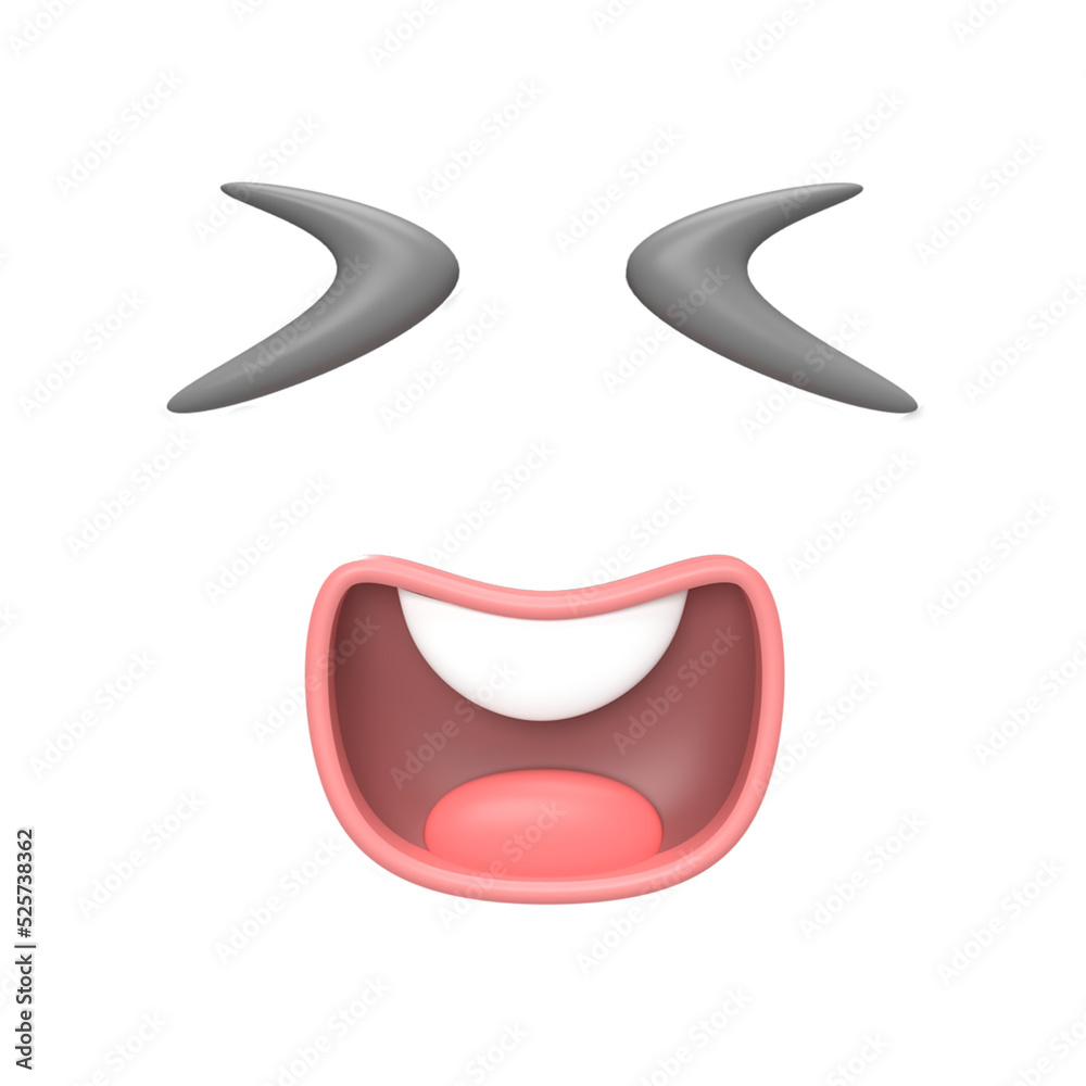 Laughing face and mouth 3d illustration. render object Stock ...