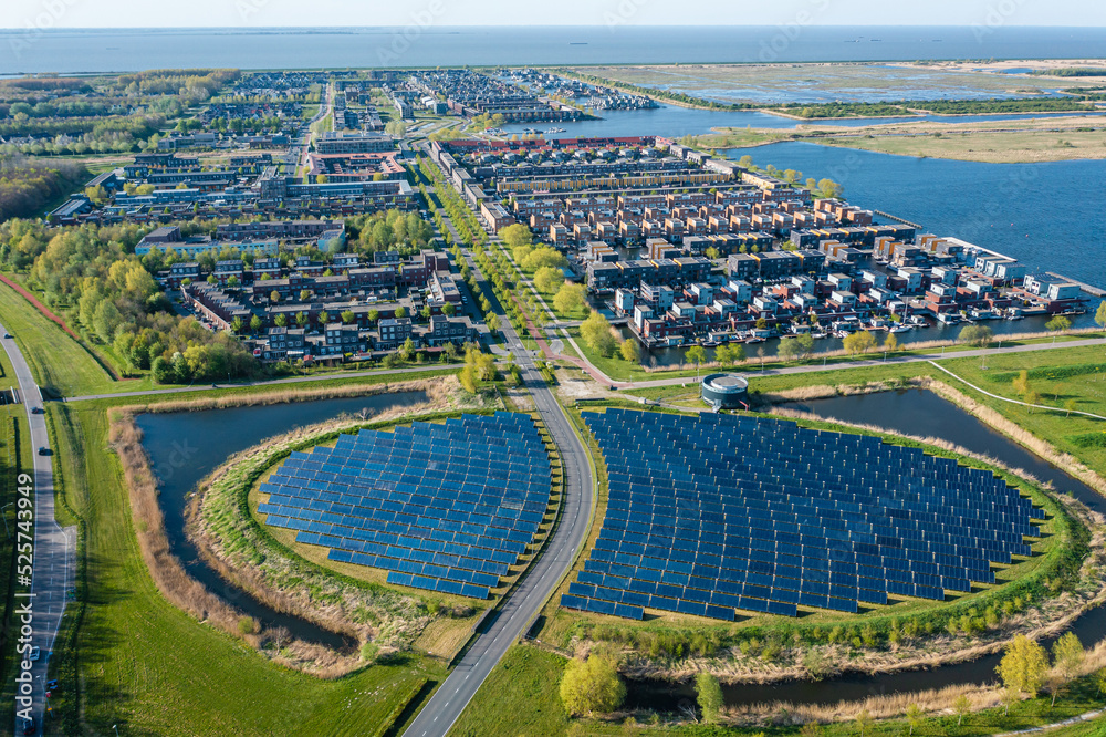 Modern sustainable neighbourhood in Almere, The Netherlands. The city ...