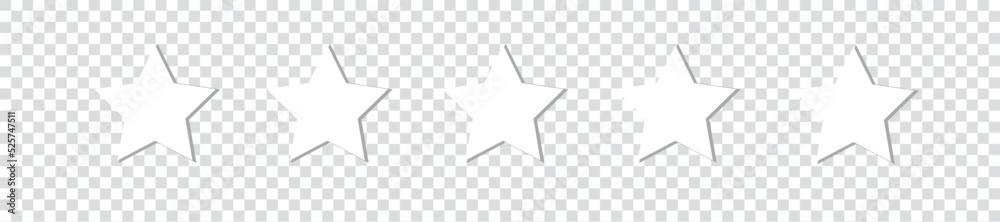Star icon collection. Star vector icons set with shadow. White stars different shapes isolated ...